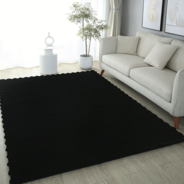 3D Bubble Fur Black Rug